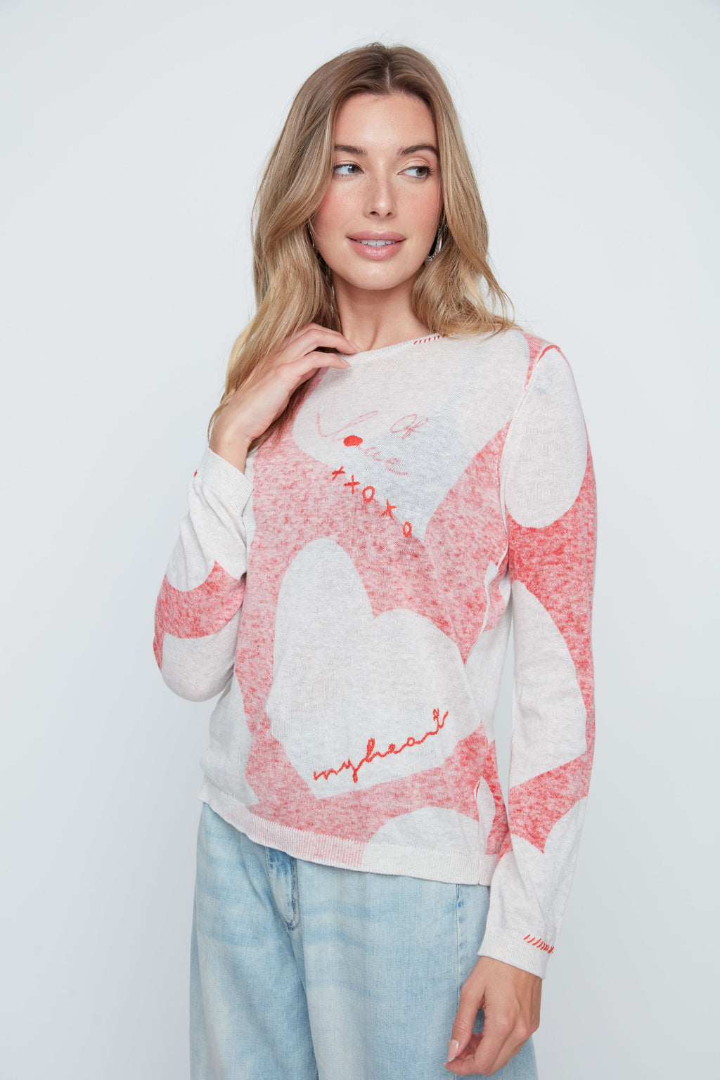 Renuar My Heart Intarsia Knit Sweater | Women’s Heart Print Sweater ...