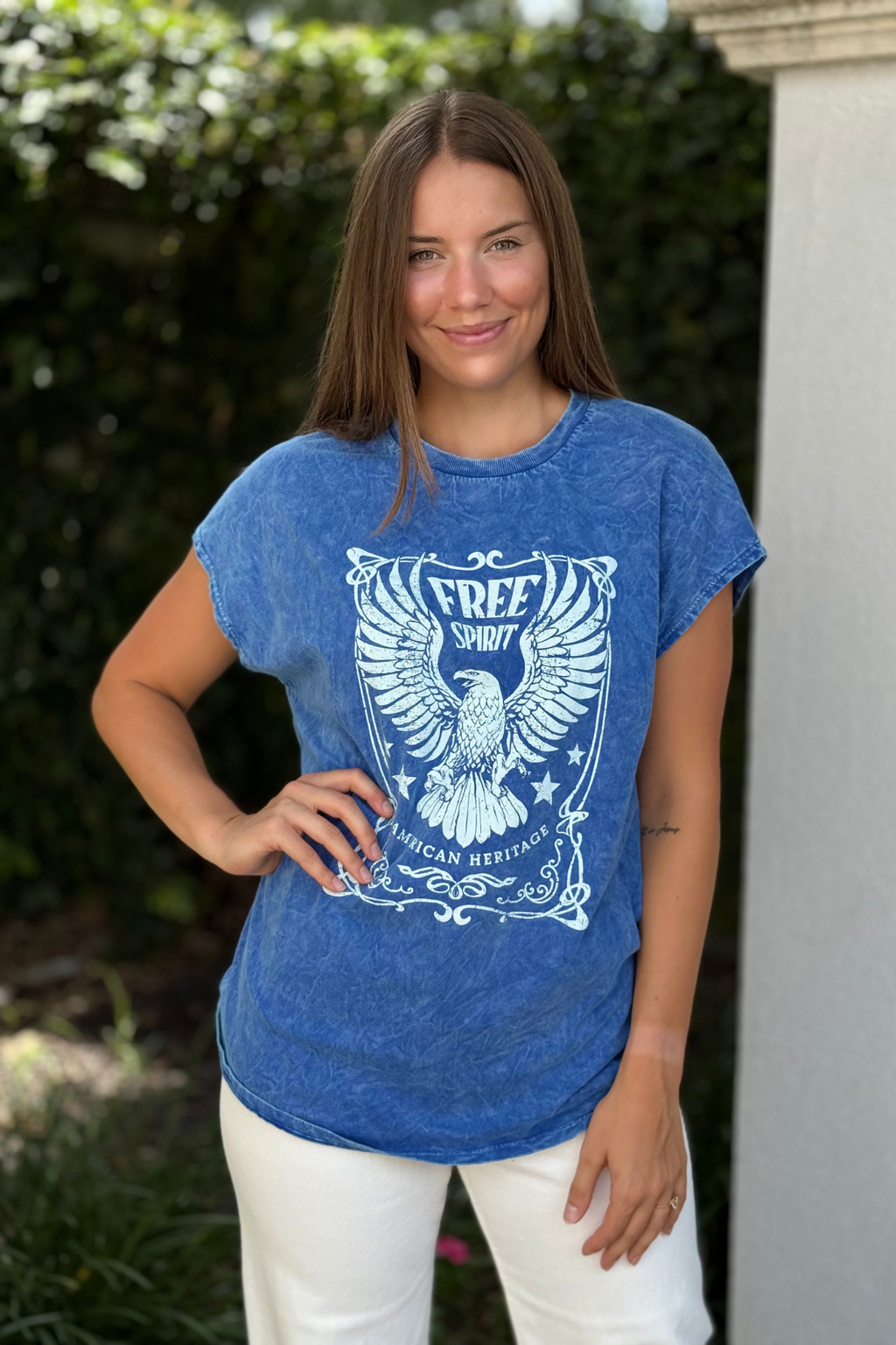 Order Free Spirit Mineral Wash Tee in Royal Blue Online | The Pink ...