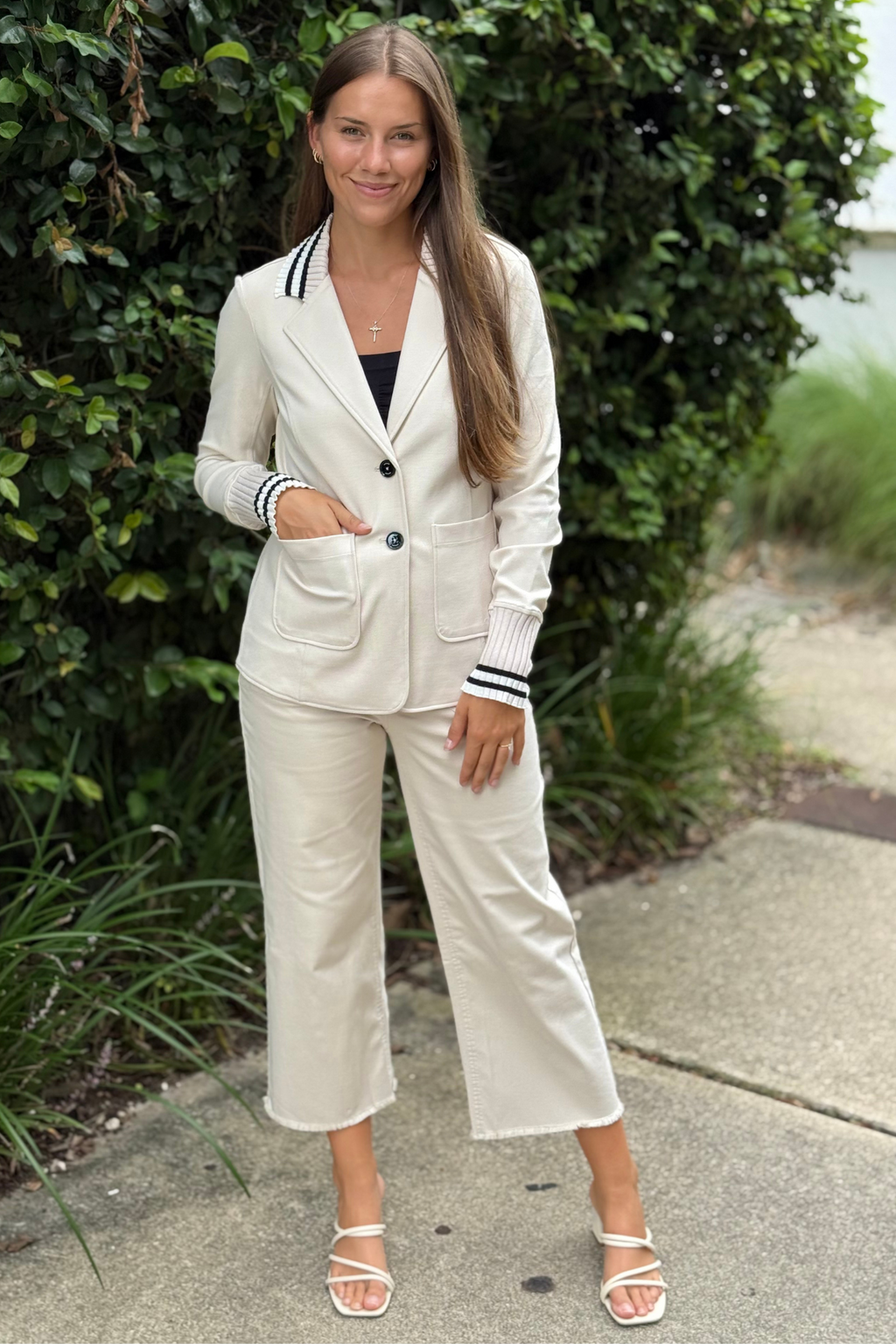 Order Renuar Boardroom to Brunch Knit Blazer in Oyster Online | The ...