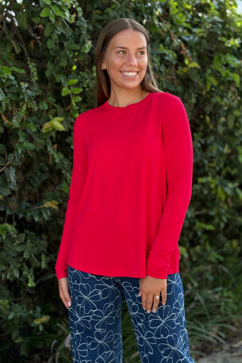 Order The Smooth Stretch Top in Red Online | The Pink Nickel – Women's ...