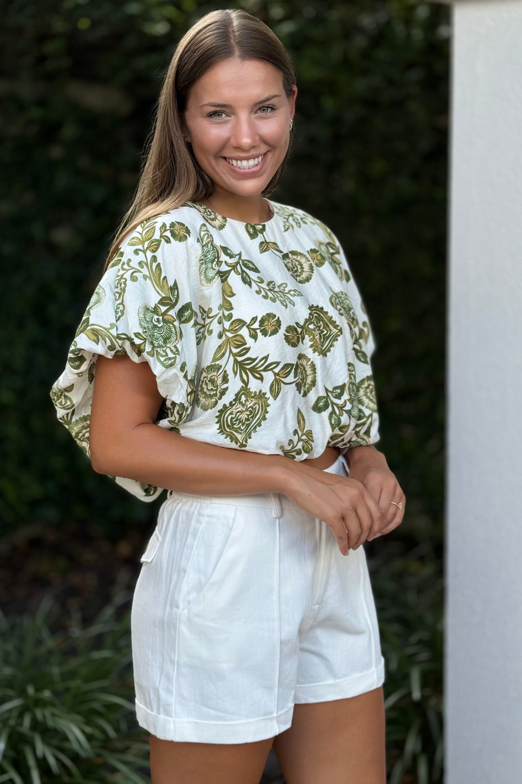 Order Olive Meadow Floral Bubble Hem Top Online | The Pink Nickel ...